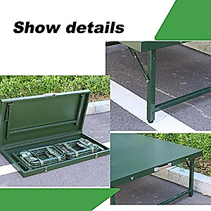 Outdoor Table and Chair Set Outdoor Camping Table and Chair Set, Steel Outdoor Picnic Table, Family Gathering Folding Table, Nine in one