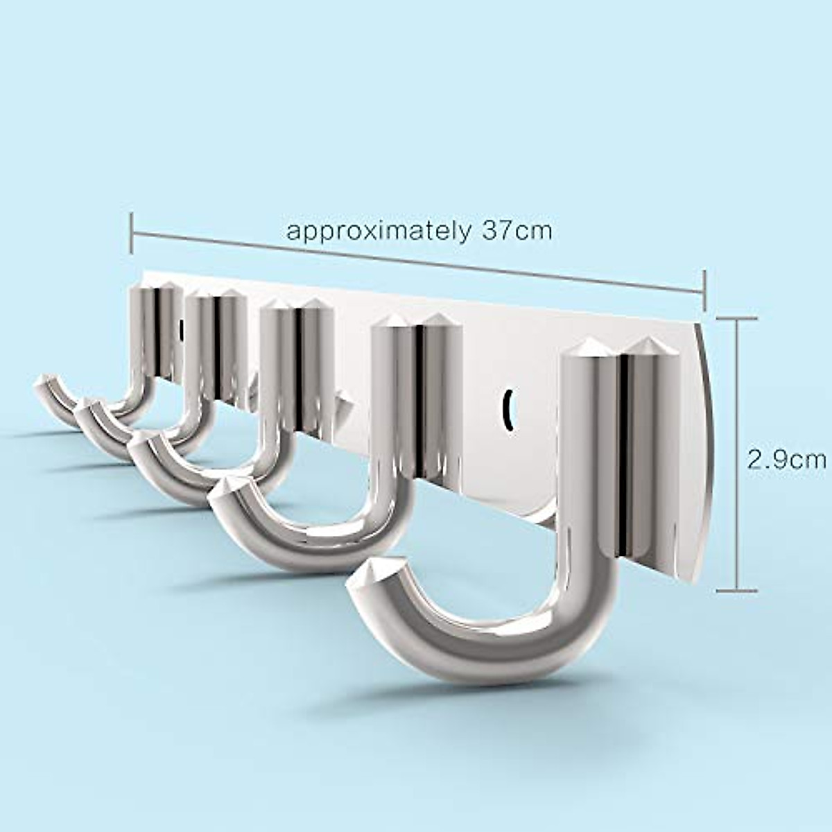 Wall Mount Coat Hook, Rear Door Hook, Stainless Steel 304 Clothes Hook Rack with 5 Heavy Duty Hooks for Durable Wall Hangers for Bedroom, Bathroom, Foyer, Hallway