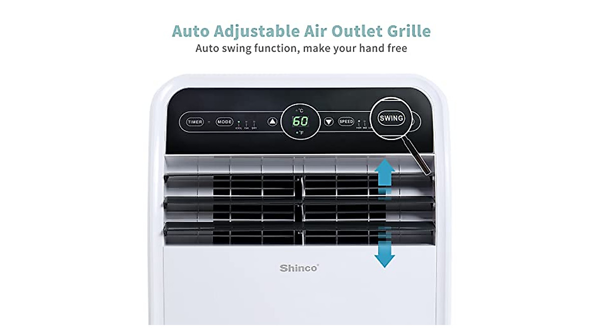 Shinco 12000 BTU Portable AC: 3-in-1 Cool, Dehumidify, Fan