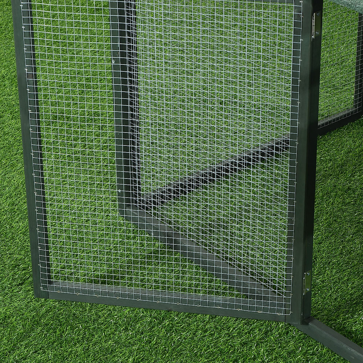 PawHut 84" Wooden Chicken Coop, Hen House Outdoor with Run Nesting Box, Asphalt Roof, Removable Tray, Ramp, Poultry Cage for 2-3 Chickens, Green