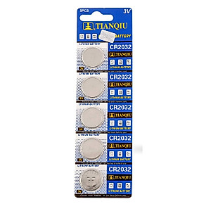 TIANQIU 2032 Battery (CR2032/ DL2032/ E-CR2032/ SB-T51/ LF1/ 2V) Lithium 3v (1 Pack of 5)