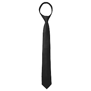 Allegra K Men's Skinny Pretied Solid Color Zipper Ties Neck Adjustable Strap Wedding Groom Tie One Size Black