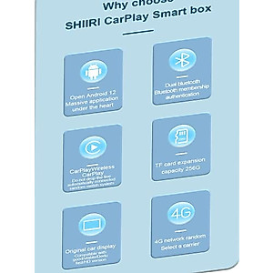 Carplay Ai Box Android 12, Wireless Car AI Box,Carplay Android Auto Video Box with 4G Cellular,4GB+64GB,8Core,Android10.0,Built-in Navigation,Support SIM&TF Card Bluetooth (4+64G)