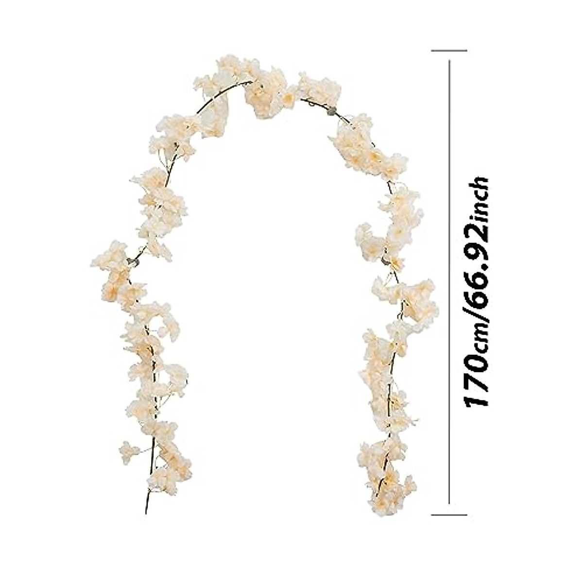 PARTY JOY 8pcs 23.6ft Artificial Cherry Blossom Flower Garland Hanging Vines for Home Decor Room Wedding Party Kawaii Decor Champagne