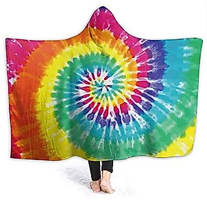 Tie Dye Hoodie Blanket Wearable Throw Blankets for Couch Blanket Hooded for Baby Kids Men Women