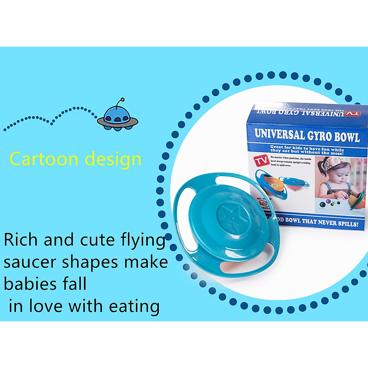 360 -baby Spill Resistant Gyro Bowl with Lid