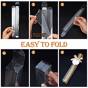 COTOPHER 60 Pcs Clear Pretzel Rod Boxes 1x1x8 Inches Chocolate Covered Pretzels Rod Box Clear Gumball Boxes for 8, Transparent PET Plastic Gumball Tube Clear Favor Boxes