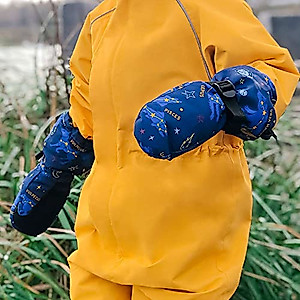 JAN & JUL Snow Mittens for Kids Waterproof Fleece-Lined (Constellations, L: 6-8Y)