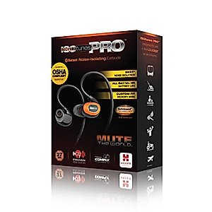 ISOtunes PRO Bluetooth Earplug Headphones, 27 dB Noise Reduction Rating, 10 Hour Battery, Noise Cancelling Mic, OSHA Compliant Bluetooth Hearing Protector (Safety Orange)