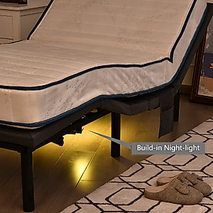 Giantex Adjustable Bed Base with Remote, Zero Gravity Electric Adjustable Bed w/Head and Foot Incline, Vibration Massage, USB Ports, Under-Bed Nightlight, Preset & Memory Positions (Queen)