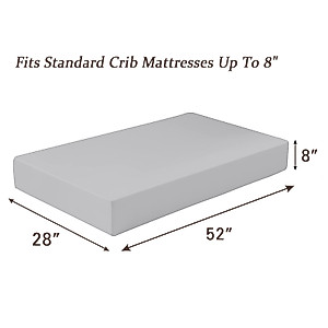 PHF Soft Mini Crib Sheets Set, 2 Pack Silky Comfy Pack N Play Sheets for Boys Girls, Universal Fit for Pack N Play, Playard and Mini Crib Mattresses, Grey & Grey