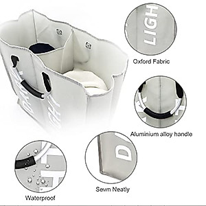 Hampers for Laundry 2 Compartment, Narrow Laundry Basket with Handle, Hampers for Clothes,Baby Laundry Separator Hamper,Foldable Hamper with Divider Hamper for Dorm Room, Grey