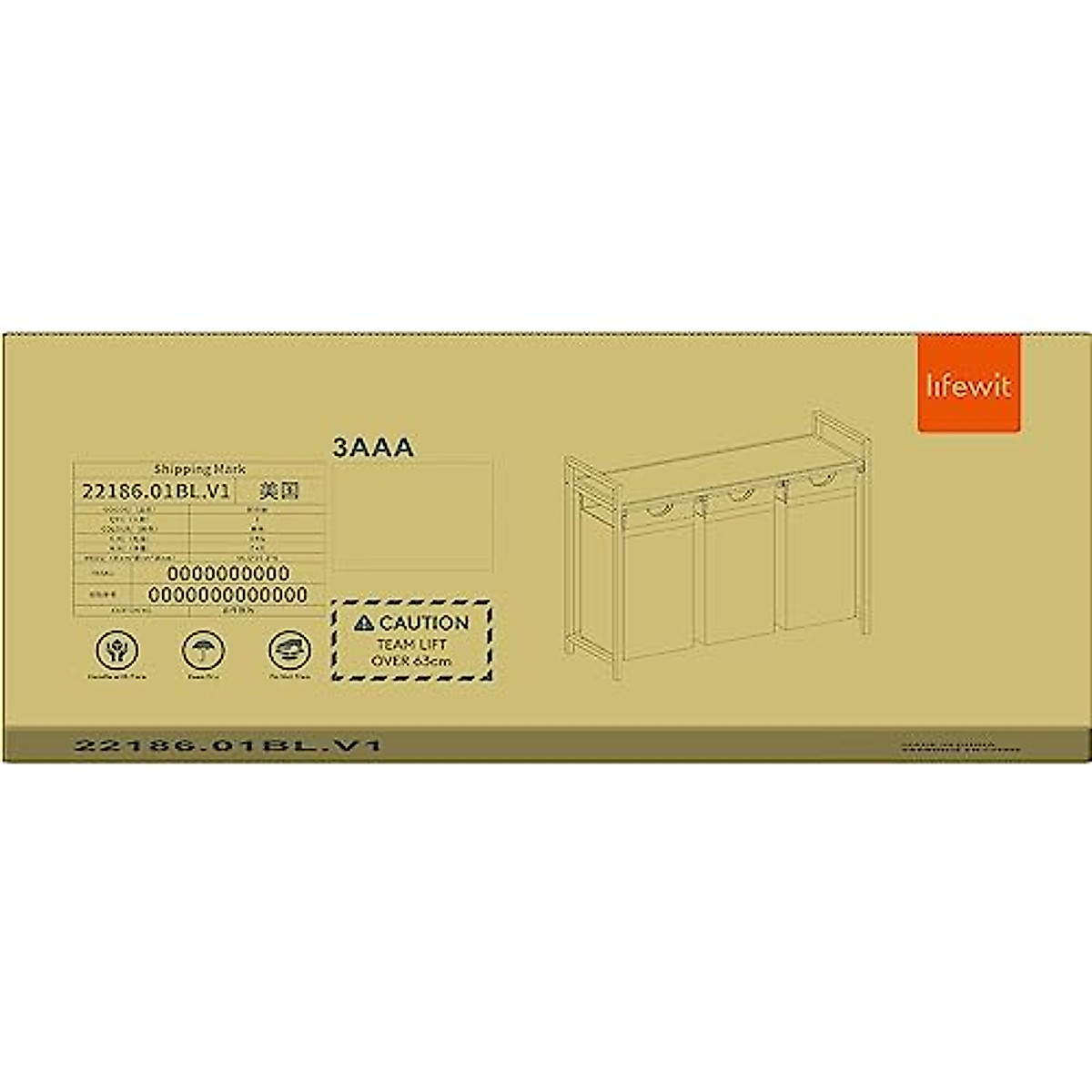 Lifewit Laundry Hamper 3 Section, 120L Pull out Laundry Clothes Basket Organizer with Large Top Shelf and 3 Removable Bags and Handles, Laundry Sorter for Laundry Room Bedroom Bathroom Dorm, Black