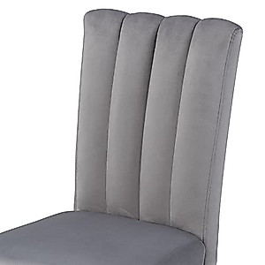 Goohome 6-Piece Kitchen Dining Set, Mid-Century Marble Veneer Table, 4 Flannelette Upholstered Chairs and Bench Family Furniture, for Home, Apartment, White+Gray