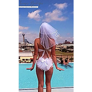 Ruolai Women's Bikini Veil Booty Veil for The Bride Booty Cover for The Bride Bridesmaids White Booty Veil
