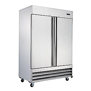 SMETA Commercial Fridge Refrigeration Stainless Steel 47 Cu. Ft Reach in 2 Door Upright Stand Up 2 Section Fan Cooling Refrigerator for Restuarant, Bar, Shop, 54'' Wide Large Capacity