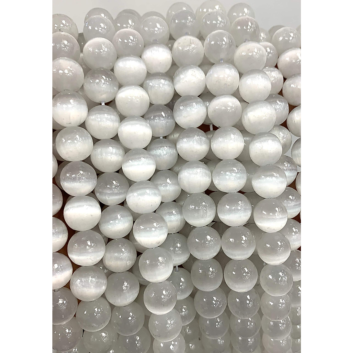 Beadalgo - AAA Quality Natural Moroccan Selenite Round Beads for Healing and Metaphysical Therapy. (8 MM)