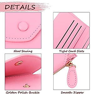 Sunwel Fashion Small Wallet with Heart Bifold Wallet Zipper Pocket Cash Card Holder Coin Purse for Women Girls (PINK)