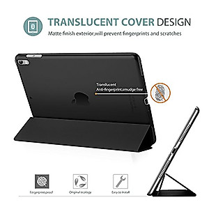 ProCase iPad Air (3rd Gen) 10.5" 2019 / iPad Pro 10.5" 2017 Case, Ultra Slim Lightweight Stand Smart Case Shell with Translucent Frosted Back Cover for Apple iPad Air (3rd Gen) 10.5" 2019 -Black