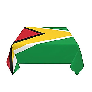 LIICHEES Flag of Guyana Tablecloth Kitchen Dining Room 54"x54" Square Washable Table Cover Outdoor Garden Picnic Tablecloths