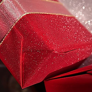 Blavermant Wrapping Paper Red Glitter Mini Roll - 17" x 50 ft - Solid Color Paper Perfect for Wedding, Birthday, Christmas, Baby Shower