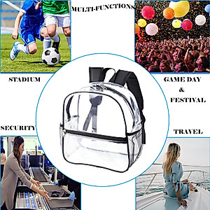 Fomaris Mini Clear Backpack 12x12x6 Stadium Approved Clear Backpacks Small Plastic Transparent Backpack for Sports Event Concert (Black)