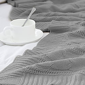 Knit Throw Blanket for Couch 50 x 60 inches Woven Decorative Blankets Cozy Lightweight Throw for Sofa Bed Living Room All Seasons Suitable for Women Men and Kids Grey