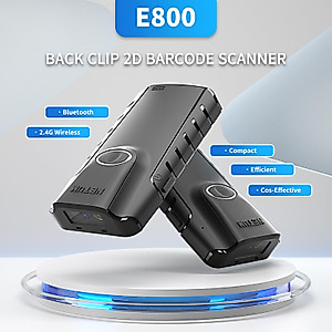 NETUM Bluetooth 2D Barcode Scanner, 3-in-1 Small Portable QR Bar Code Reader Automatic Wireless Gun Scan Back Clip Work with Tablet iOS Android Windows MacOS for Warehouse Inventory POS - E800