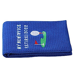 PXTIDY Office Retired Gift Retirement Golf Towel My New Office Retired 2022 Retired Queen Gift Retirement Party Gift 2022 Retirement Golf Towel Colleagues Golf Towel Gift (Blue)