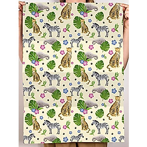 CENTRAL 23 Safari Wrapping Paper - 6 Sheets Beige Gift Wrap - Elephant Cheetah Zebra - Cute Animal Print Wrapping Paper - Comes With Fun Stickers