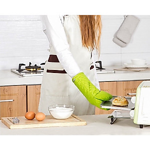 Elonglin Oven Gloves Heat Resistant Oven Mitts with Cotton Lining Pot Holders for Kitchen BBQ Wood Burner Gloves Stove Gauntlets Cook Grill Baking Adjust Repair Pair Pink