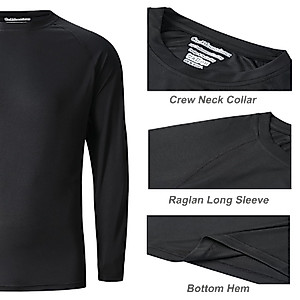 Men's UPF 50+ Sun Protection Hiking Fishing Shirt Lightweight Quick Dry SPF Outdoor Long Sleeve Shirt Black-L