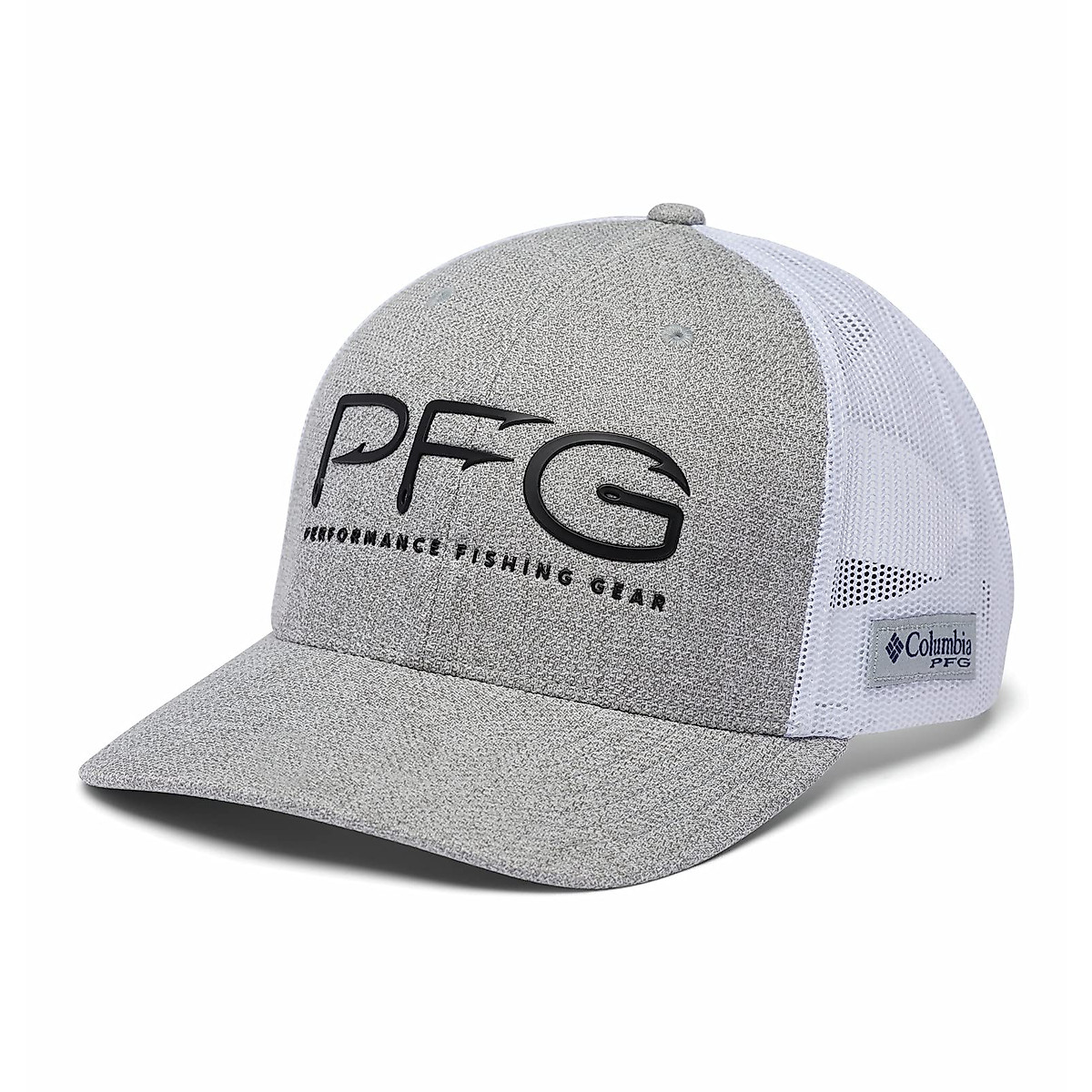 Columbia Unisex-Adult PFG Mesh Snap Back Hooks Ball Cap, Breathable, Adjustable, Cool Grey Heather/Black
