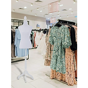 Mannequin, 49.6-63.4 Inch Adjustable Mannequins Body Female, Solid Wood Dress Mannequin with Stand, Sewing Mannequin Female, Adjustable Dress Form for Clothing Jewelry Display, Manikin Body, White