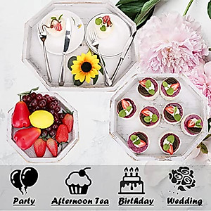 3 Tiered Tray, Rustic Cake Stand with Large Capacity Diameter of 15.6" 12.6" 8.8" Wooden Trays Farmhouse Decorative Tiered Tray for Kitchen Bathroom