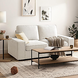 EASELAND 71.25" Loveseat Sofa Couch for Living Room, Chenille Modern Sofa Couch, Deep-Seated Sofa with Solid Wood, Metal and Removable Cover Easy to Install (2 Seats, Beige)