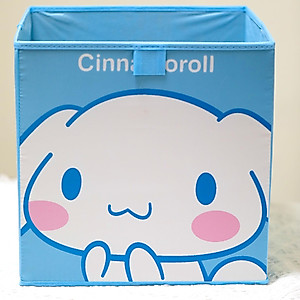 LokDra Big Cartoon Cute Collapsible Storage Bin Kawaii Foldable Baskets Cube Box Organizer Kiity Melody Room Decor Office Desk Room Decoration Gifts (Blue)