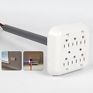 ZDHQLHJ NEMA L14-30P to (6) NEMA 5-15R Through-The-Wall PWR Transfer Kit with LED, 300 Watt, Portable, Generator Power Supply