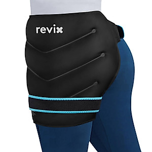 REVIX Extra Large Hip Ice Pack Wrap After Surgery, Reusable Gel Cold Pack for Hip Replacement Recovery, Sciatic Nerve, Cold Therapy Hip Flexor Compression Wrap, Black