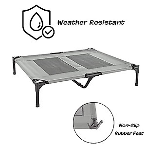 PETMAKER Elevated Dog Bed – 36x29.75 Portable Bed for Pets with Non-Slip Feet – Indoor/Outdoor Dog Cot or Puppy Bed for Pets up to 80lbs Large (Gray)