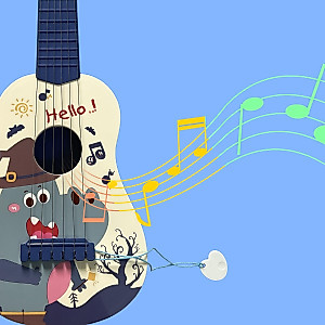 WEY&FLY Kids Toy Guitar 6 String, Baby Kids for Boys Cute Guitar Rhyme Developmental Musical Instrument Educational Toy Coco Guitar for Toddlers Blue