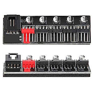 Wider Wiring Expand The 4‑pin Interface 4Pin Fan Hub, 1 to 5 Hub for CPU Motherboard Fan + Capacitor