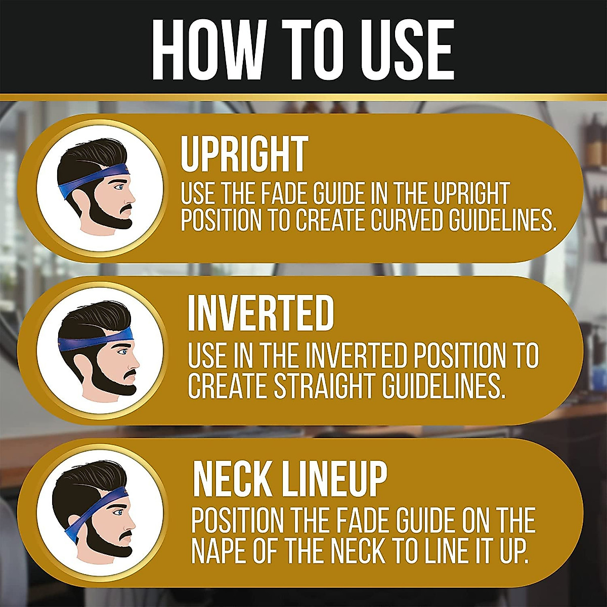 Fade Guide and Neckline Shaving Template | Curved Silicone Band | Great for Creating Skin Fade Guidelines for DIY Haircuts | Fade Haircut Guide for Hair Clippers