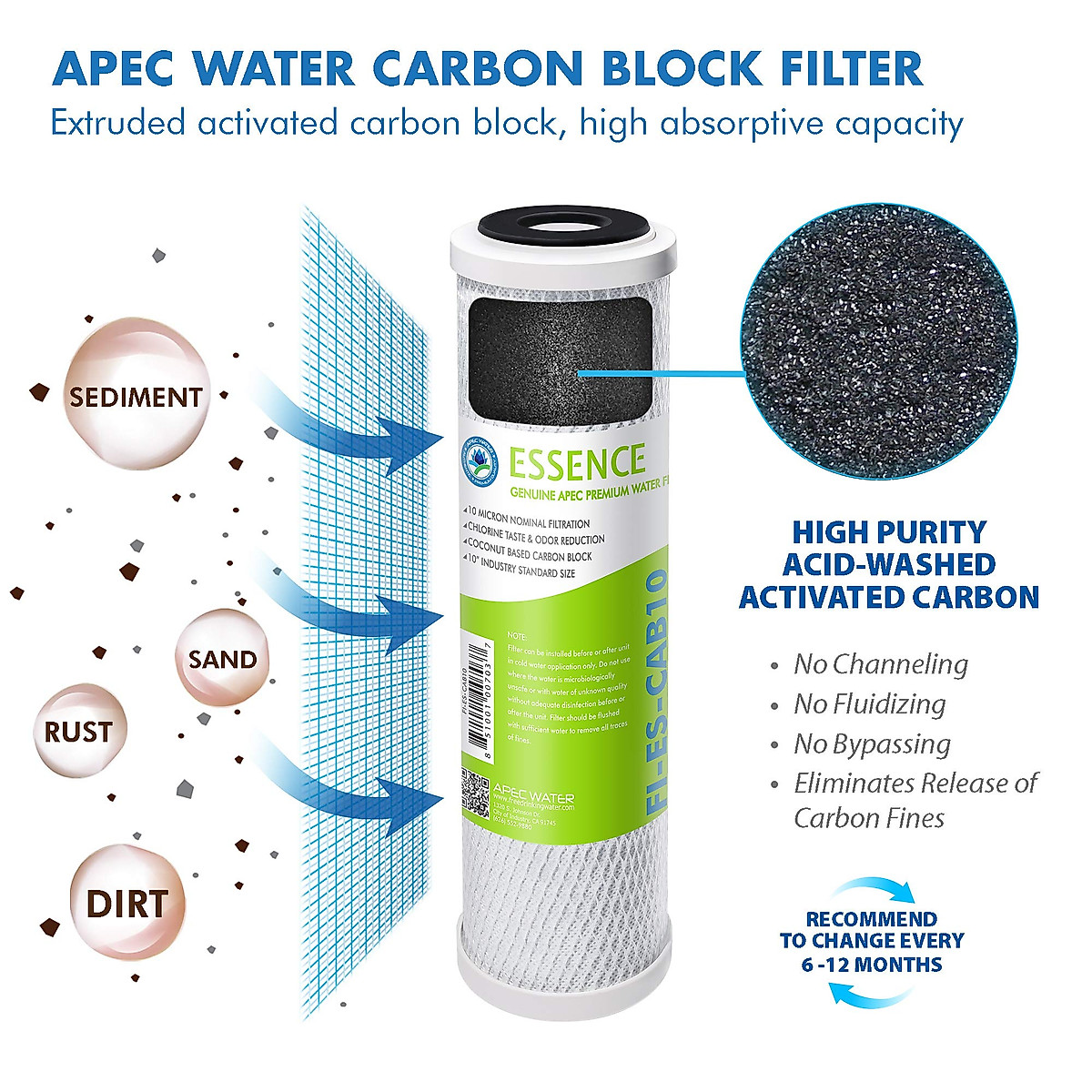 APEC Water Systems FILTER-MAX-ES75 75 GPD High Capacity Complete Replacement Filter Set For Essence Series Reverse Osmosis Water Filter System Stage 1-5