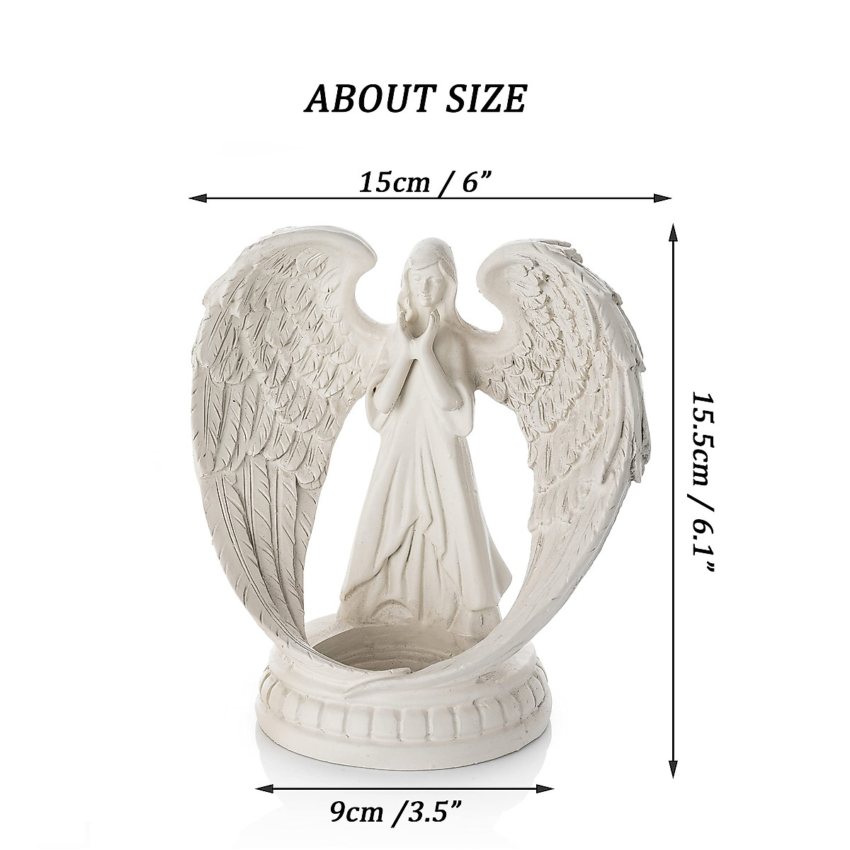 Angel Statue Tea Light Holder - Blessing Angel Figurine Candle Holder for Garden Home Altar Shelf Decor Favors Sympathy Gift Memorial Tribute Remembrance Funeral Decoration