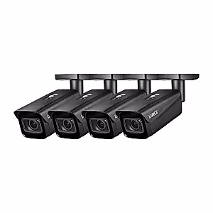 Lorex Indoor/Outdoor 4k (8MP) Ultra HD Bullet Security Camera with Varifocal Lens (Nocturnal 4 Series), 4X Optical Zoom, Vandal Resistant, Heat Mapping/People Counting (4-Pack Black)