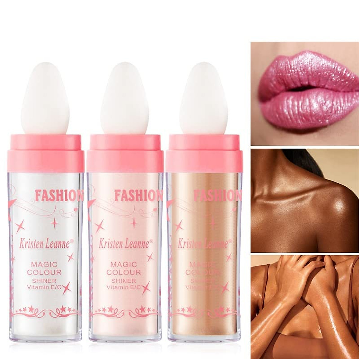 2 Pack Polvo De Hadas, Body Brightens the Natural Three-dimensional Face Blusher Patting Polvo De Hadas Powder Highlighter Makeup. (01# White moonbeam)