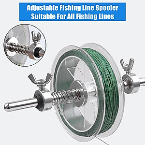 Fishing Line Spooler Fishing Line Winder Spool Tool Adjustable Fishing Reel Spooler with Suction Cup Portable Aluminum Reel Line Spooling Station Machine Winding Device