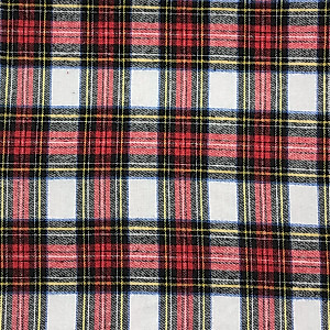 Red Tartan Plaid Fabric Cotton Width 57 Inches Yarn Dyed and Brushed for Festive Christmas Decorations and DIY Crafts and Dress (Red-White, Cut by The Yard)
