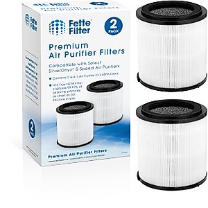 Fette Filter - H13 True HEPA Replacement Filter, Compatible with SilverOnyx 5-Speed Air Purifier KJ150F-C02, 4-in-1 H13 Grade True HEPA filter, For Large Room 500 sq ft, 2-Pack